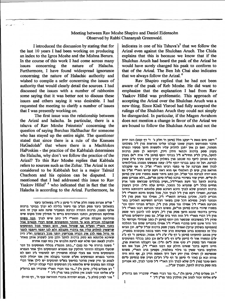 Rav Moshe Shapiro - Discussion Daas Torah | Download Free PDF ...