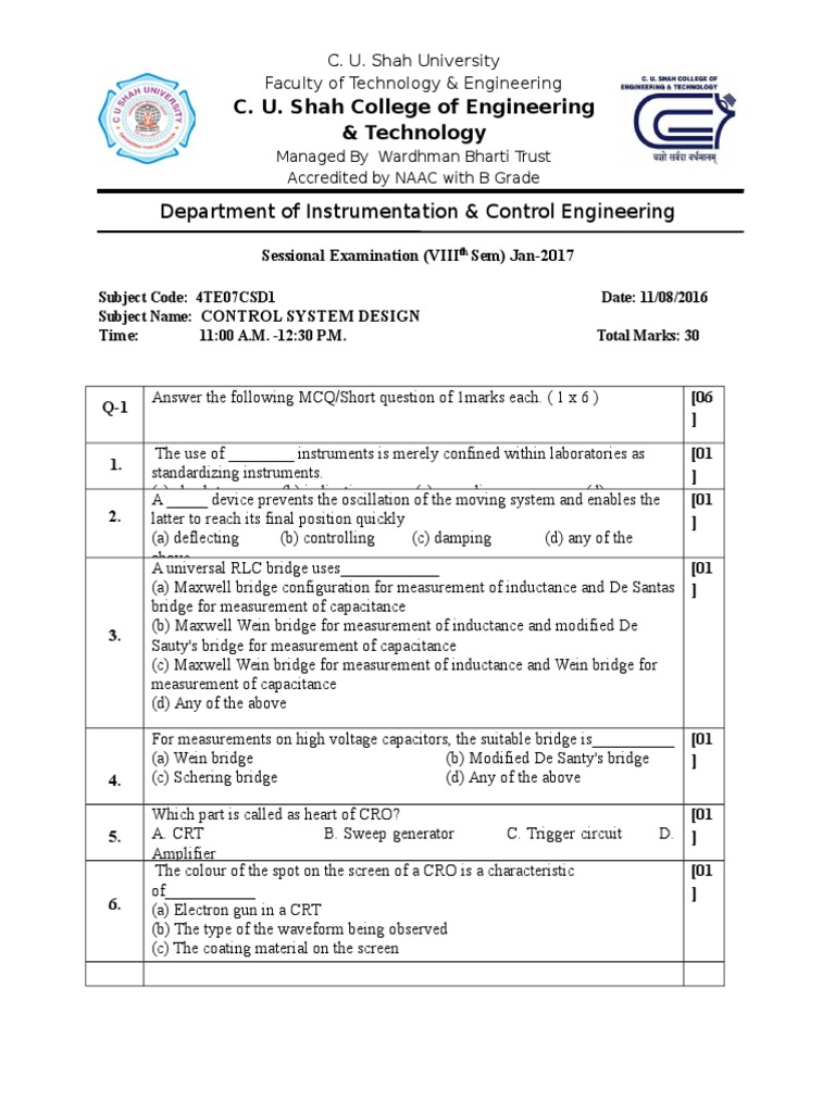 Sessional Exam Format 2 | PDF | Capacitor | Feedback