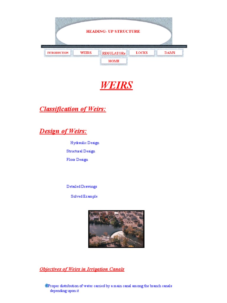Weirs: Classification of Weirs: Design of Weirs | Download Free PDF ...