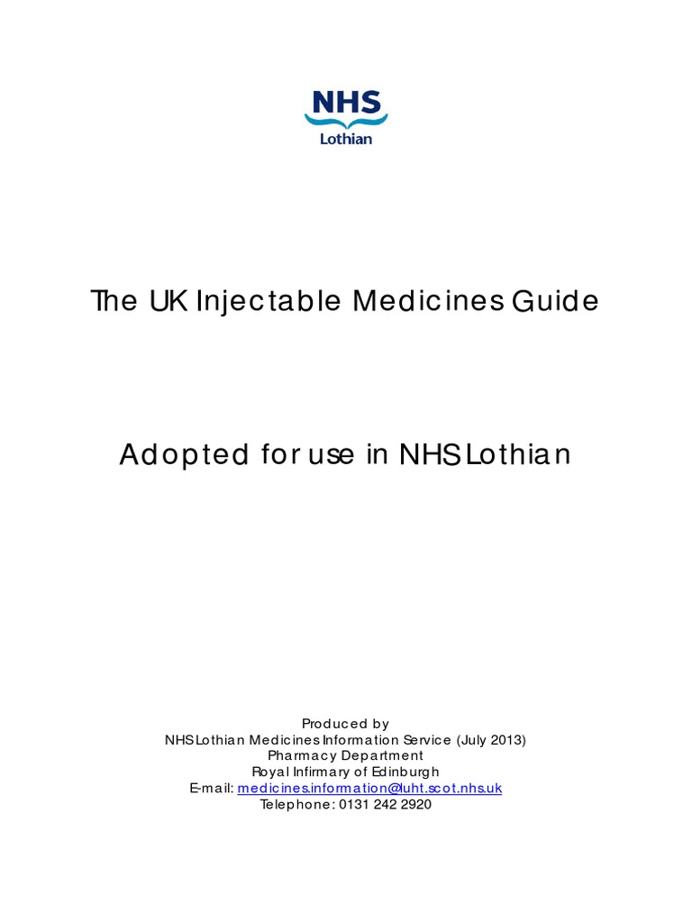 UK Injectable Medicines Guide | PDF | Intravenous Therapy ...