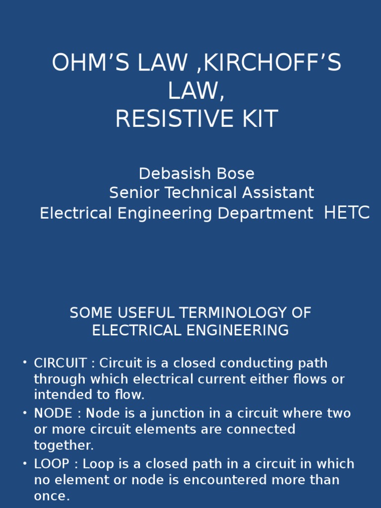 Ohms Law KCL KVL | PDF | Electrical Network | Electric Current