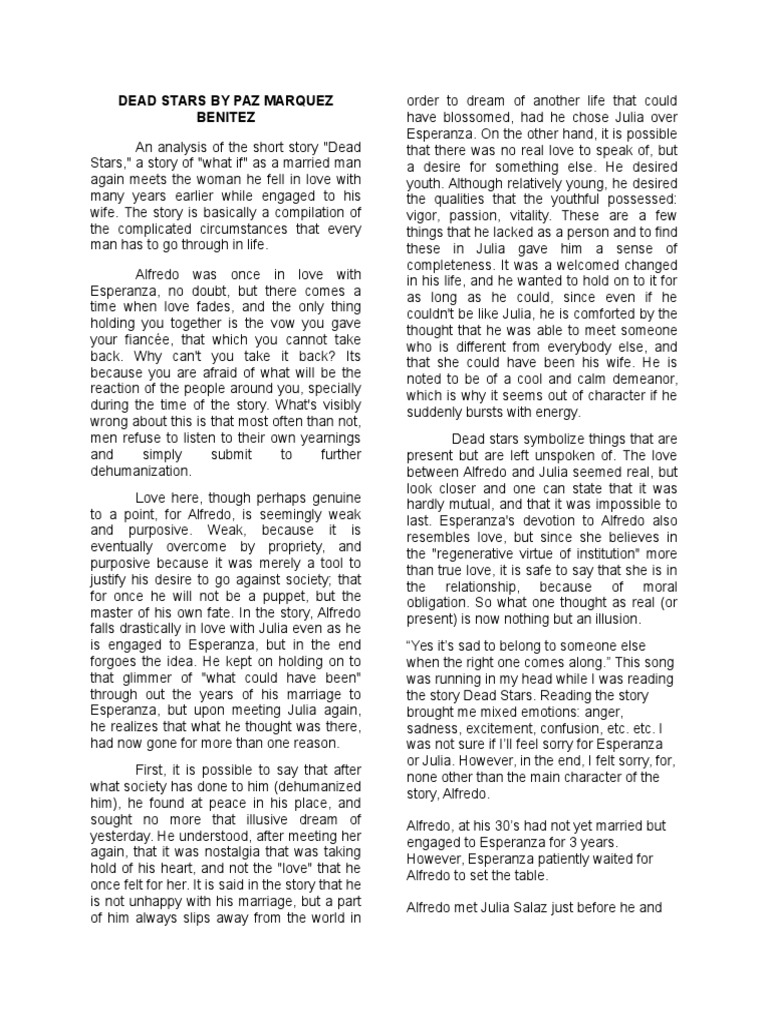 Analyzing "Dead Stars" by Paz Marquez | PDF | Engagement