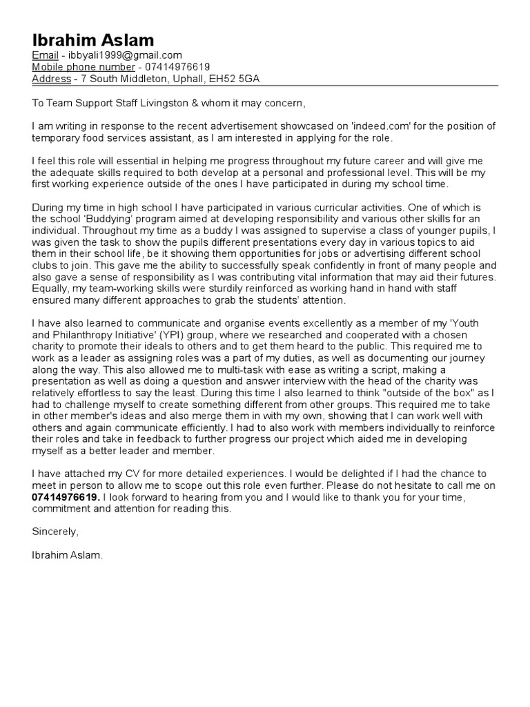 Ibrahim Aslam - Covering Letter. | PDF | Psychological Concepts | Cognition