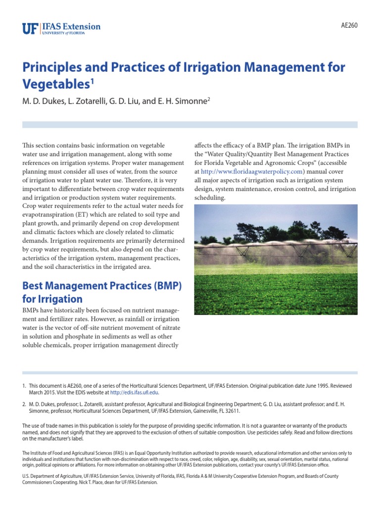 Principles and Practices of Irrigation Management For | PDF ...