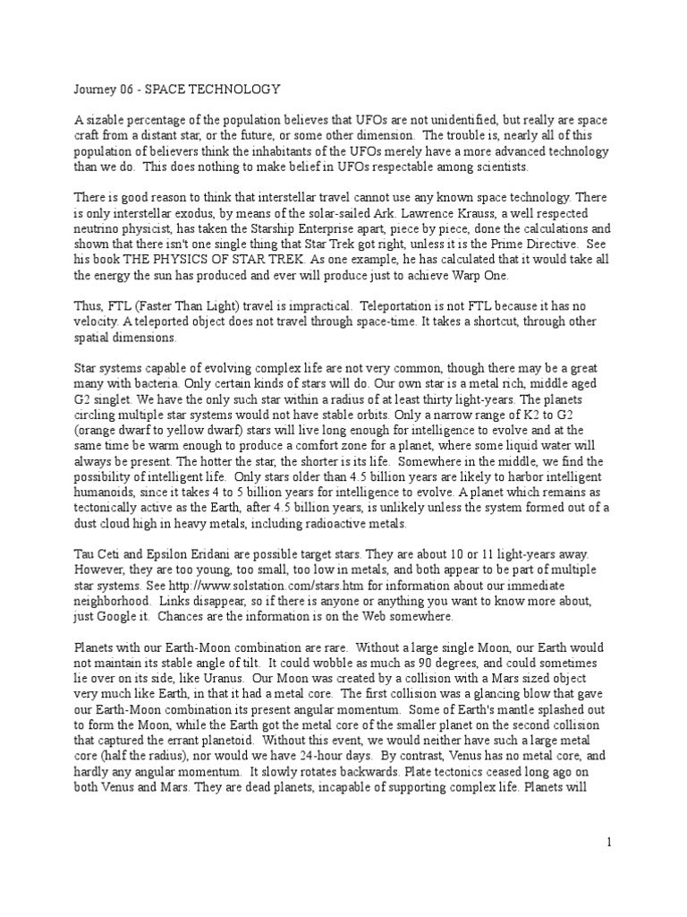 Journey 06 - SPACE TECHNOLOGY | PDF | Interstellar Travel | Stars