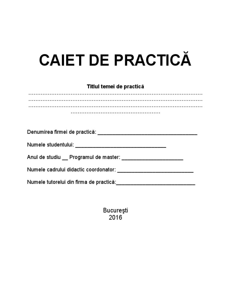 Model Caiet de Practica | PDF