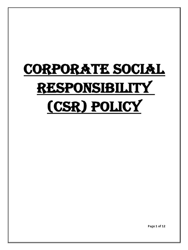 CSR Policy | PDF | Corporate Social Responsibility | Board Of Directors