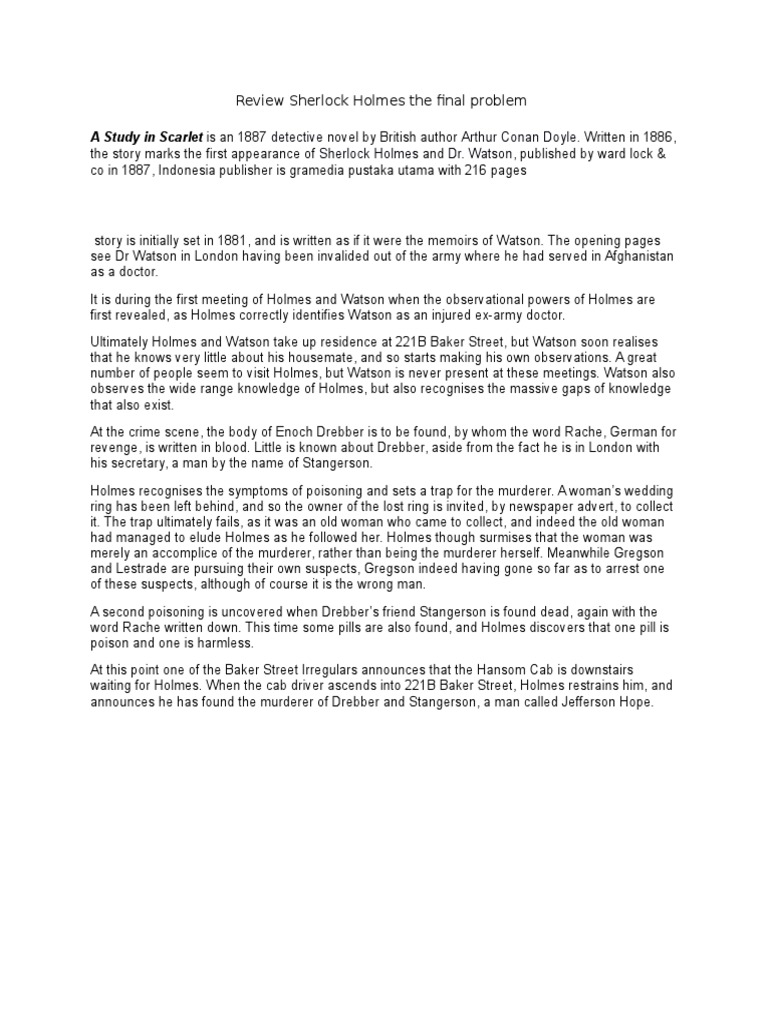 Review Sherlock Holmes The Final Problem | PDF