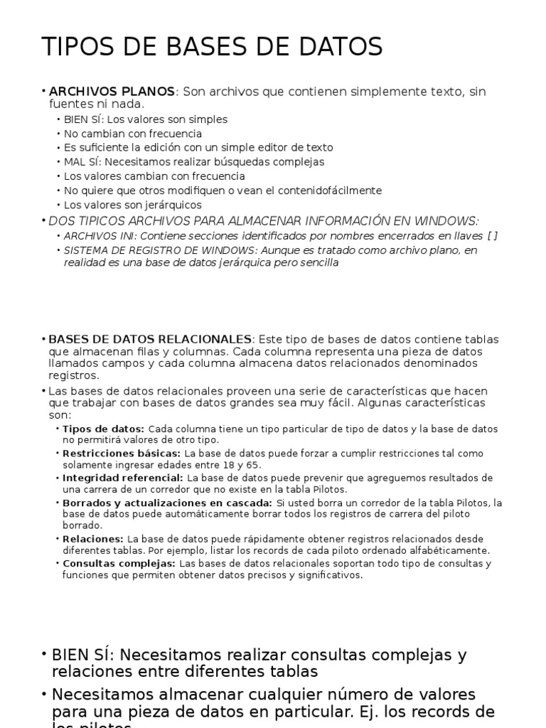 Clase 3 - Tipos de Bases de Datos | PDF | Bases de datos | Base de ...
