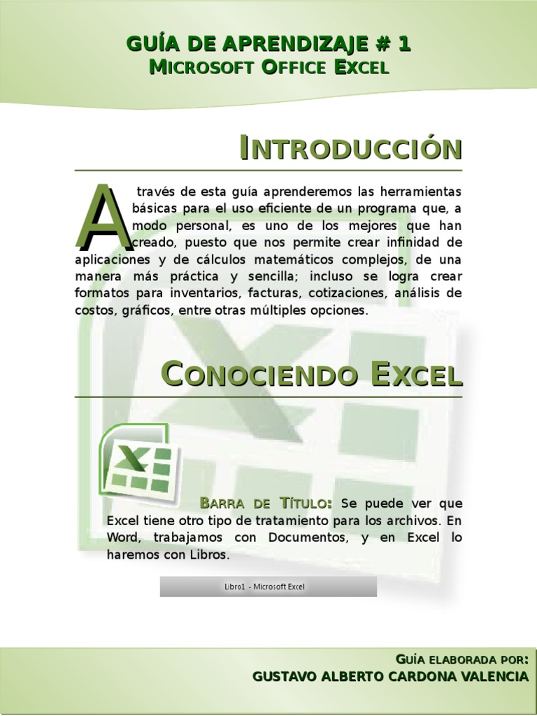 Guía de Aprendizaje Excel - PRIMEROS PASOS | PDF | Microsoft Excel ...