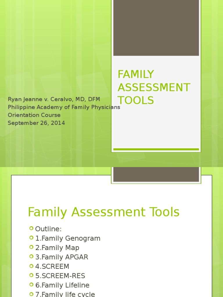Family Assessment Tools Final | Substance Abuse | Social Group