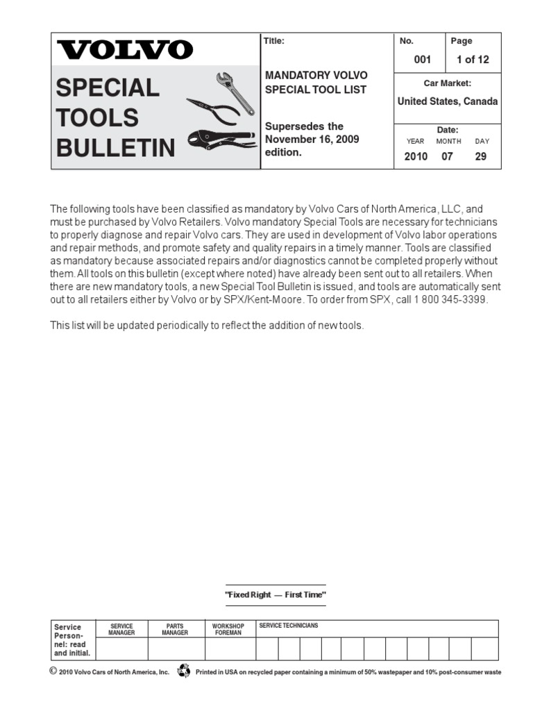 SPX Mandatory Tool List | PDF