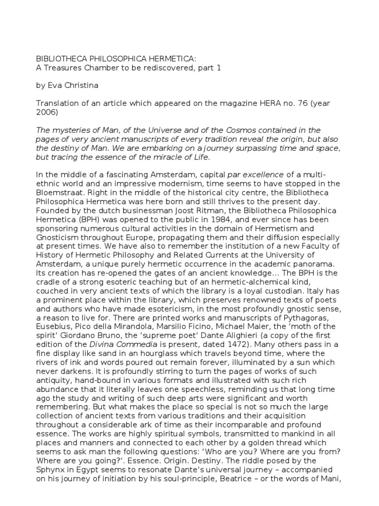 Interview To Joost Ritman - Bibliotheca Philosophica Hermetica ...