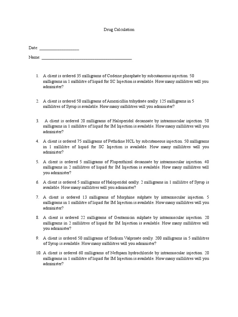 Drug Calculation | PDF