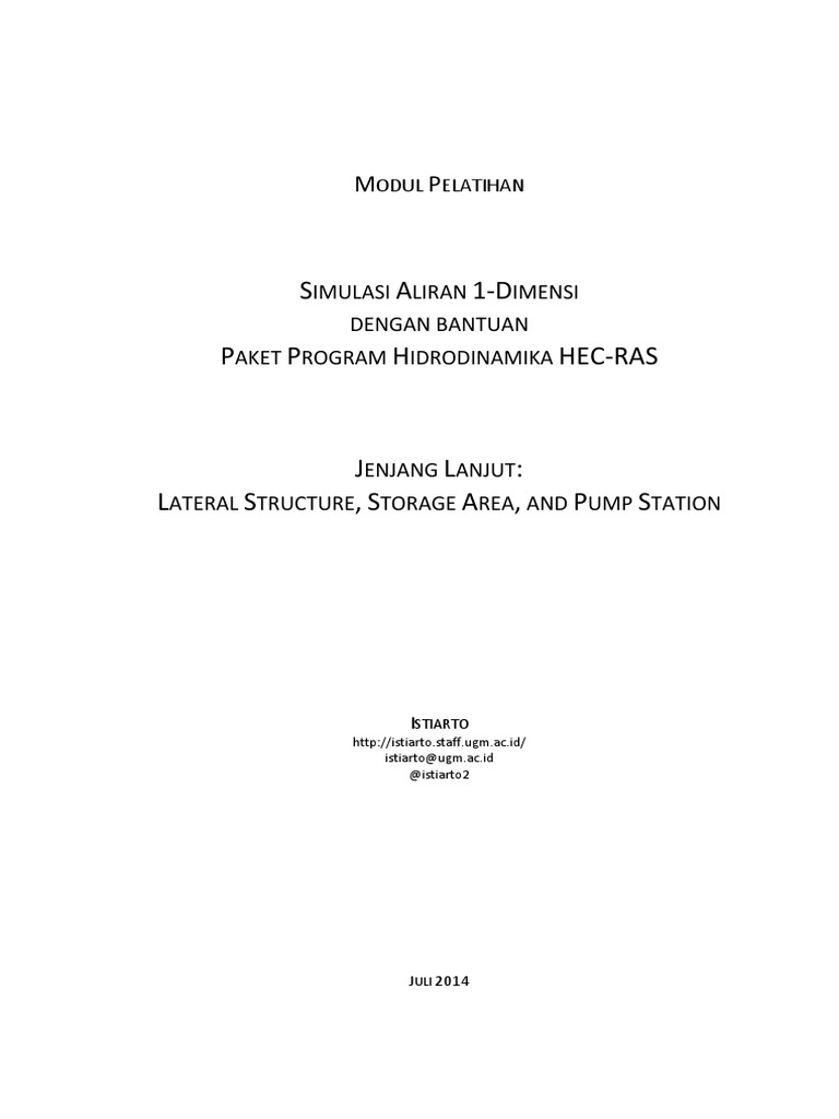 HEC-RAS Lanjut Lateral Structure, Storage Area, and Pump Station Jul14 ...