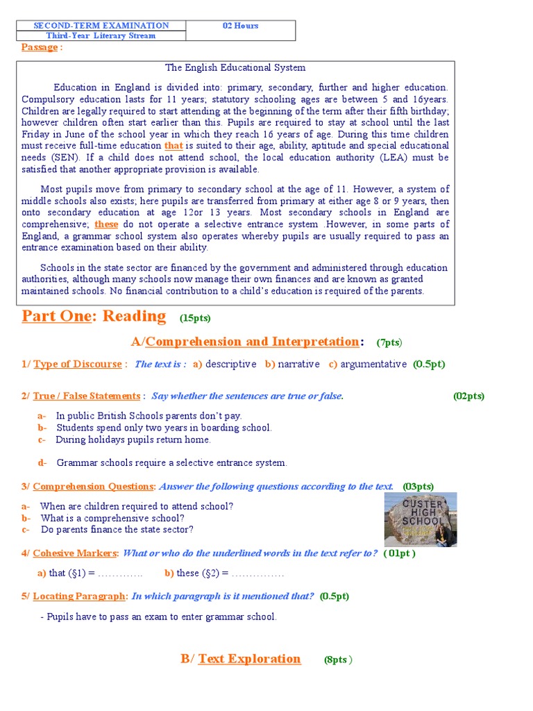 Part One: Reading: A/Comprehension and Interpretation | Download Free ...