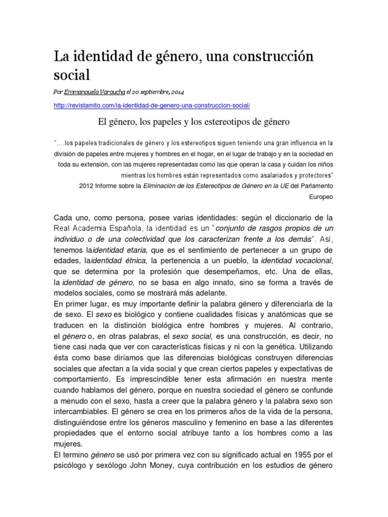 La Identidad de Género | PDF | Género | Estudios de género