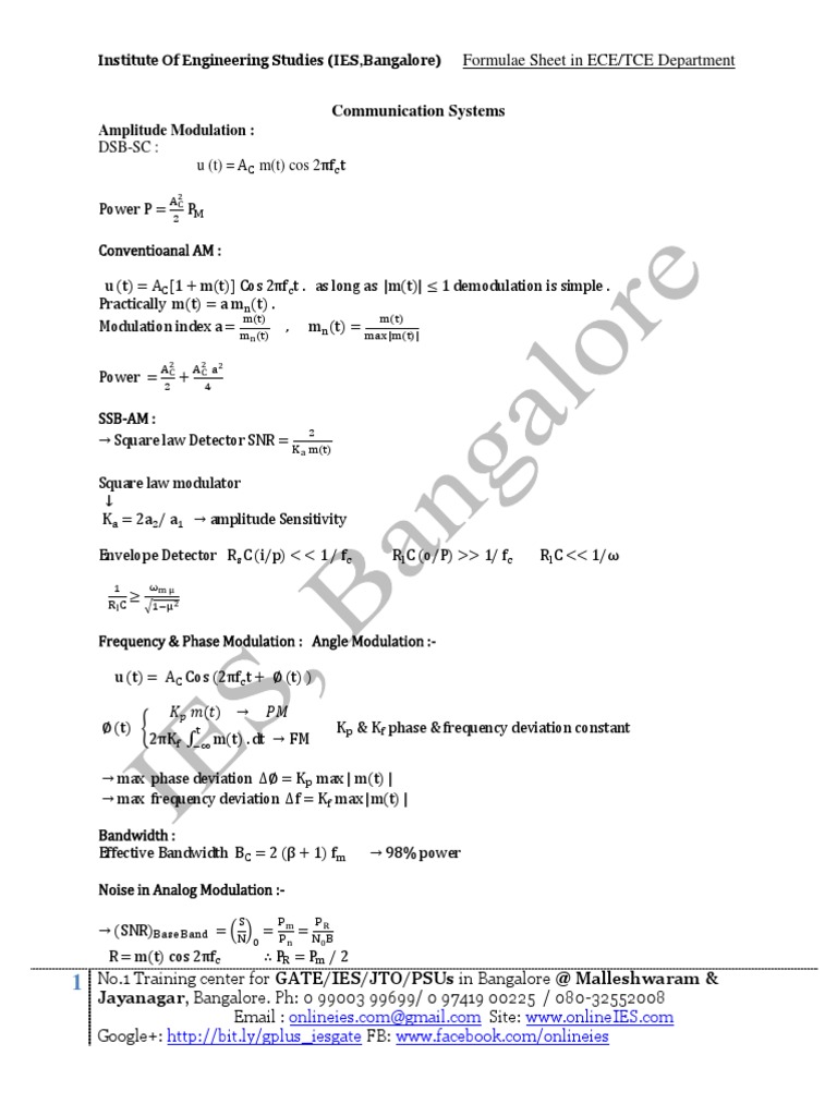 ECE Formula Sheet for GATE Preparation | PDF | Eigenvalues And ...