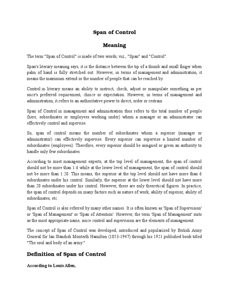 Understanding Span of Control in 40 Characters | PDF | Hierarchy ...