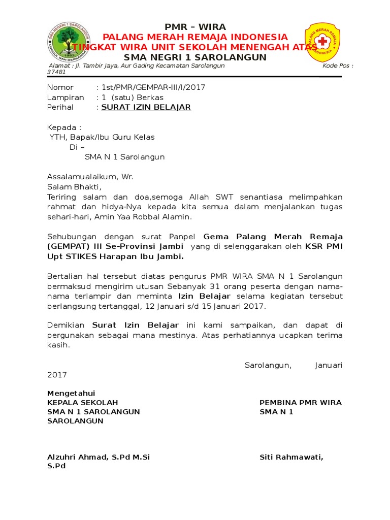 Surat Izin Sekolah | PDF