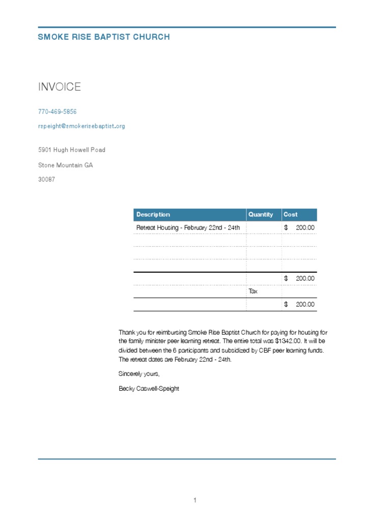 Retreat Invoice | PDF