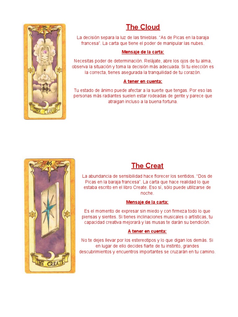 Cartas Clow | PDF | Jugando a las cartas | Amor