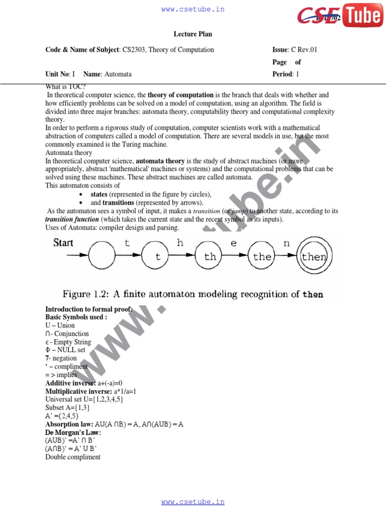 Theory Of Computation Notes Pdf Automata Theory String Computer