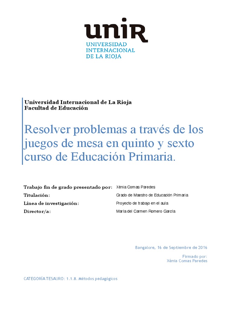 TFG Grado de Magisterio de Primaria | Aprendizaje | Educación primaria