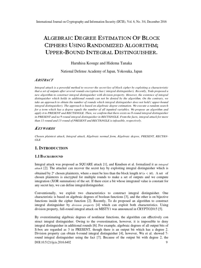 Algebraic Degree Estimation Of Block Ciphers Using Randomized Algorithm Upper Bound Integral