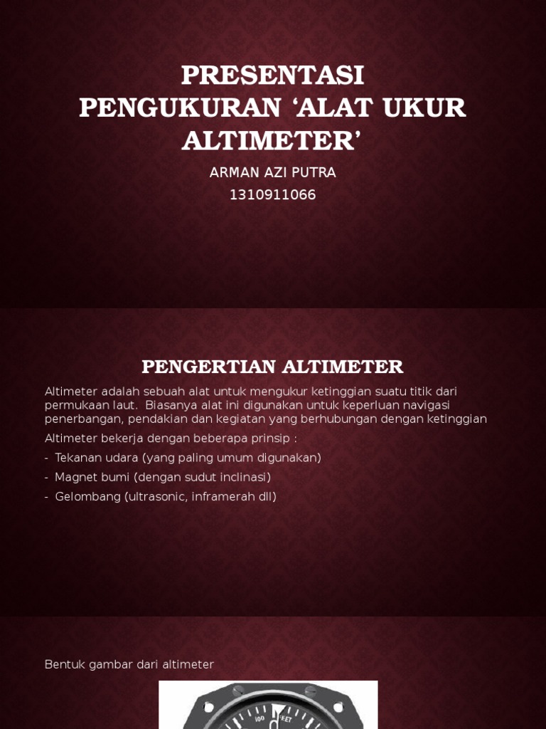 Presentasi Pengukuran Alat Ukur Altimeter' | PDF | Sains & Matematika