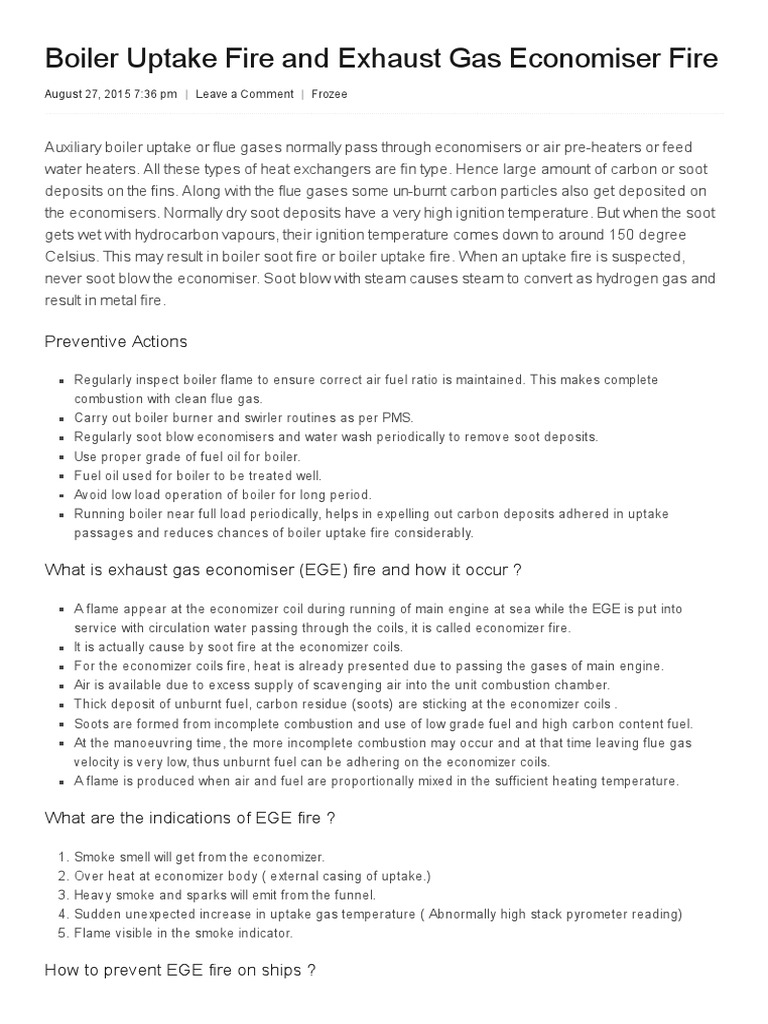 Boiler Uptake Fire All Notes | PDF | Boiler | Combustion