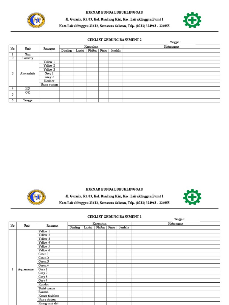 Ceklist Gedung K3 | PDF
