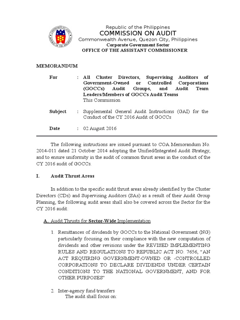 3 - OAC General Audit Instructions for CY 2016 Audit | Public–Private ...