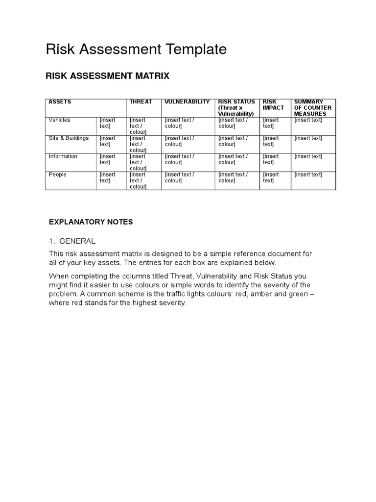 Security Risk Assessment Template | PDF | Threat (Computer ...