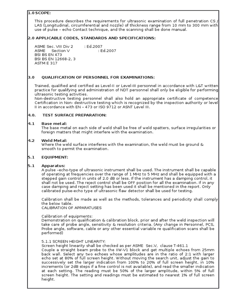 Ut Procedure | PDF | Nondestructive Testing | Welding
