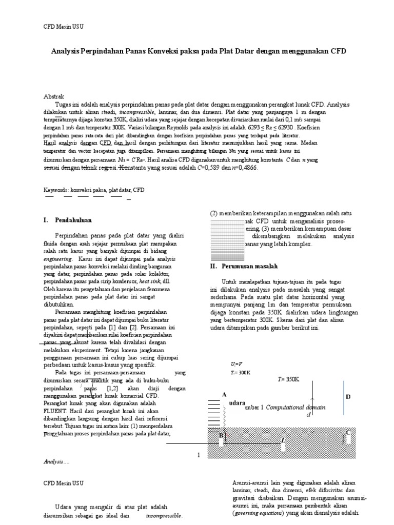Analysis Perpindahan Panas Konveksi Paksa Pada Plat Datar Dengan ...