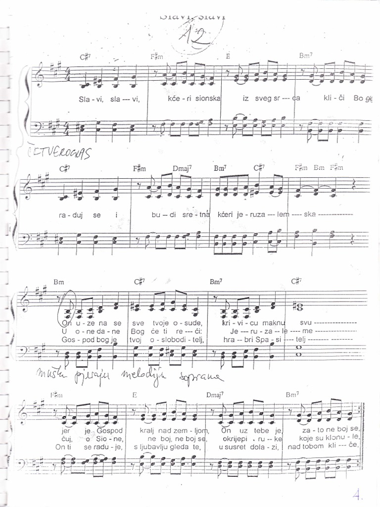 Slavi, slavi, kćeri sionska - note.pdf | PDF