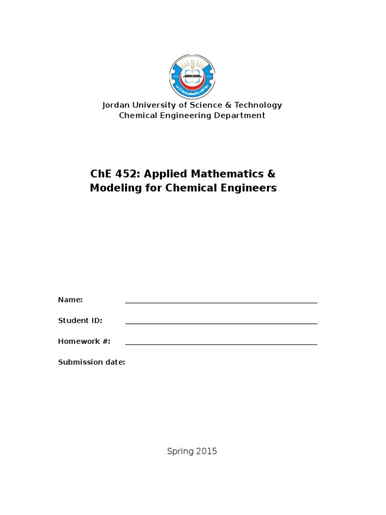 Che 452: Applied Mathematics & Modeling For Chemical Engineers | PDF