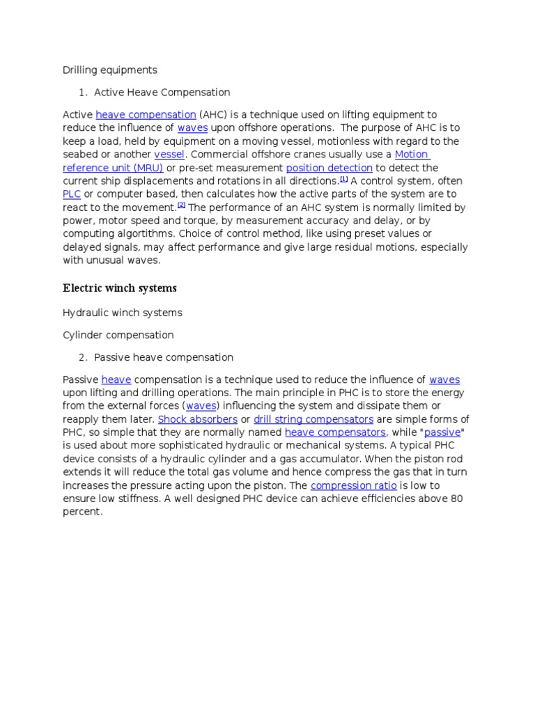 Electric Winch Systems: Heave Compensation Waves Vessel Motion ...