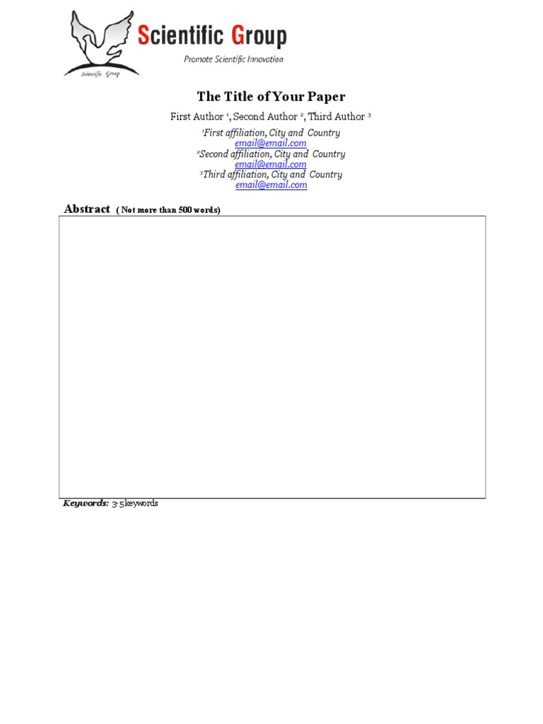 The Title of Your Paper: First Author, Second Author, Third Author | PDF