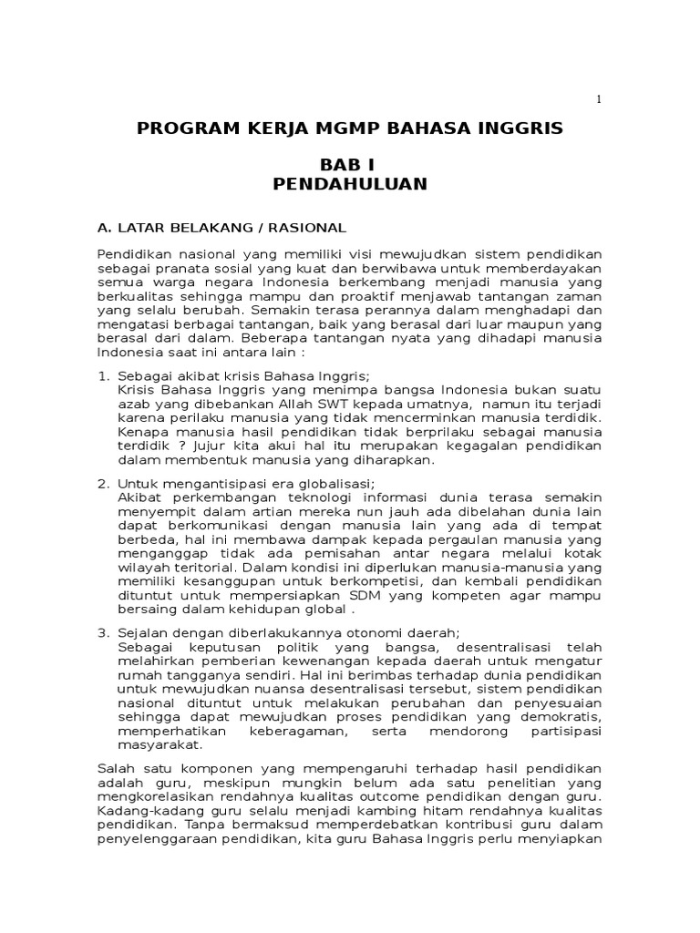 Program Kerja MGMP | PDF