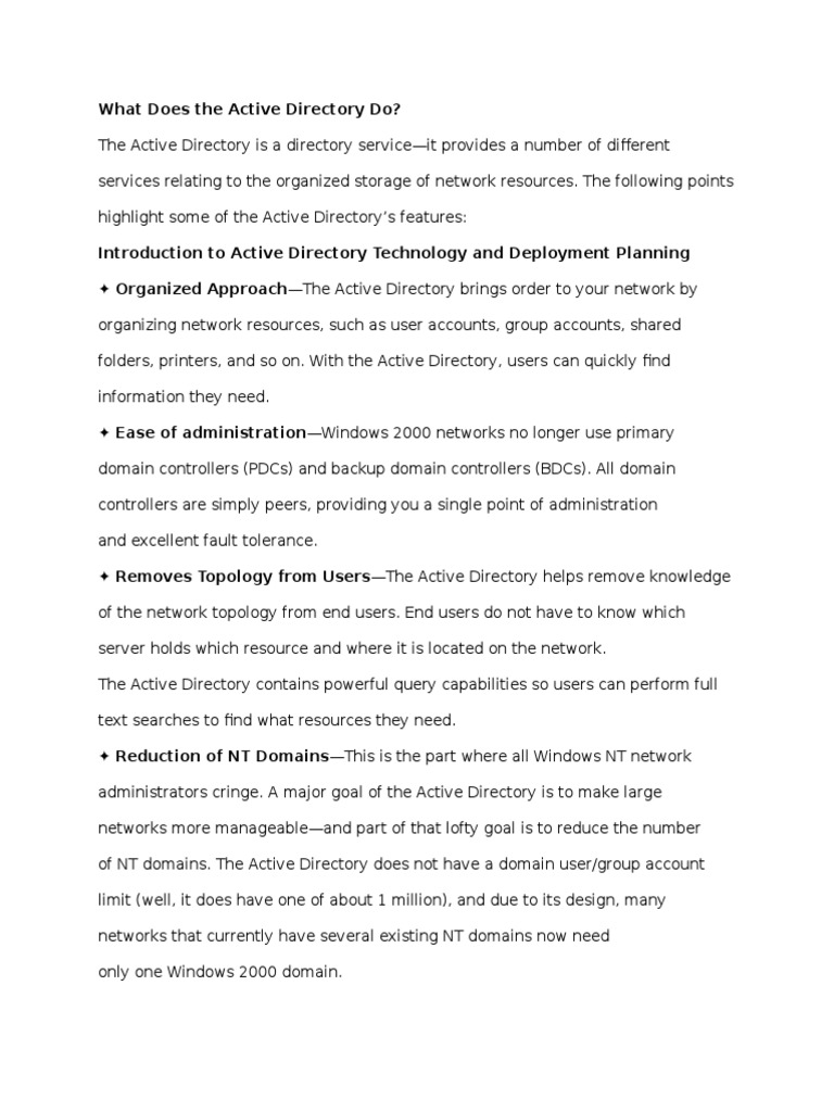 What Does The Active Directory Do? | PDF | Active Directory | Windows 2000