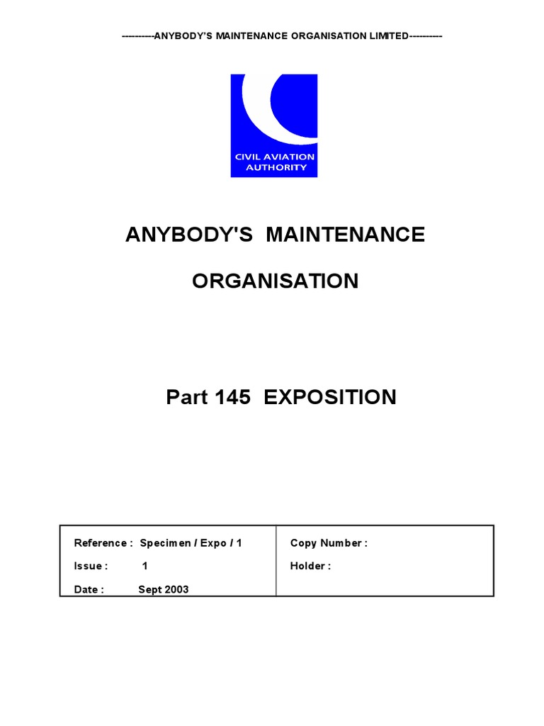 Part 145 Maintenance Organisation Exposition | PDF | Audit | Board Of ...