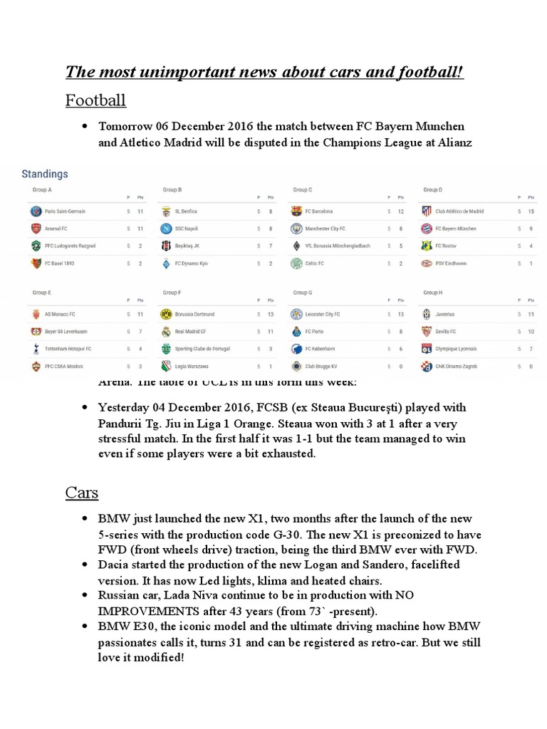 The Most Unimportant News About Cars and Football | PDF