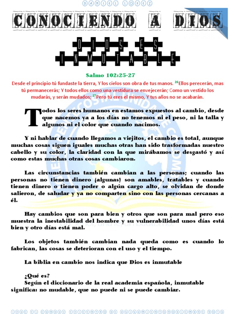 Dios Es Inmutable (Ya) | PDF | Dios | Pecado