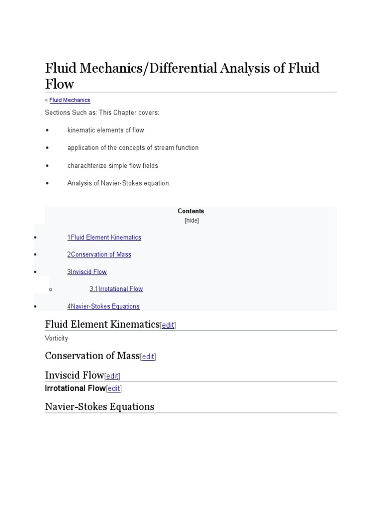 Fluid Mechanics/Differential Analysis of Fluid Flow | PDF