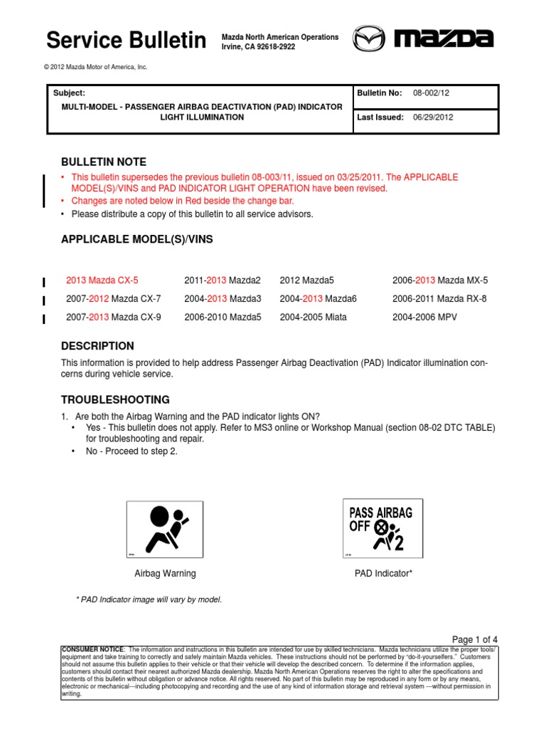 Passenger Airbag Deactivation (Pad) Indicator | PDF | Airbag | Seat Belt