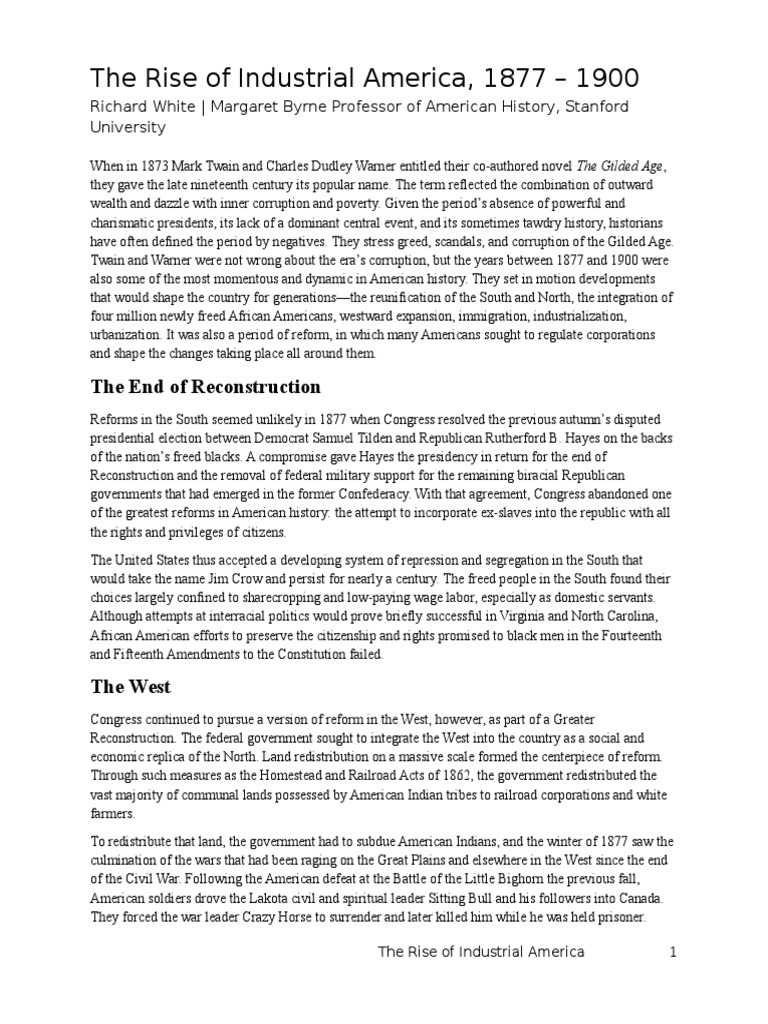 Industrial America: 1877-1900 Overview | PDF | Native Americans In The ...