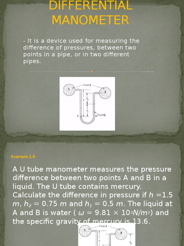 Differential Inverted Manometer | PDF