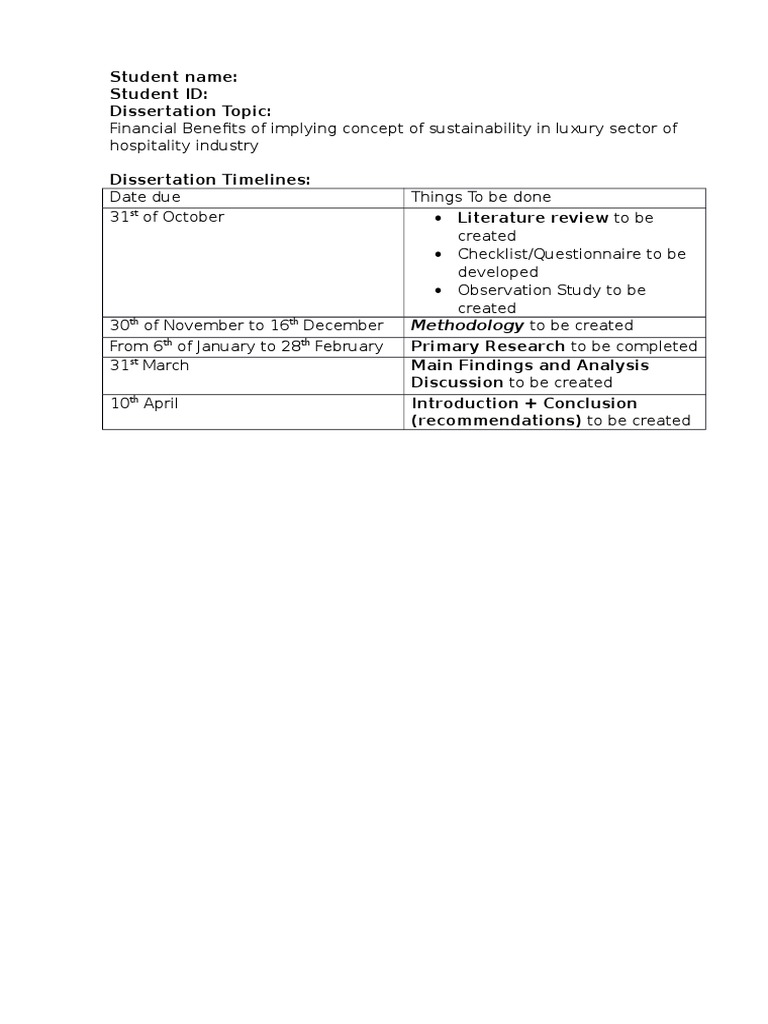 Dissertation Timelines | PDF